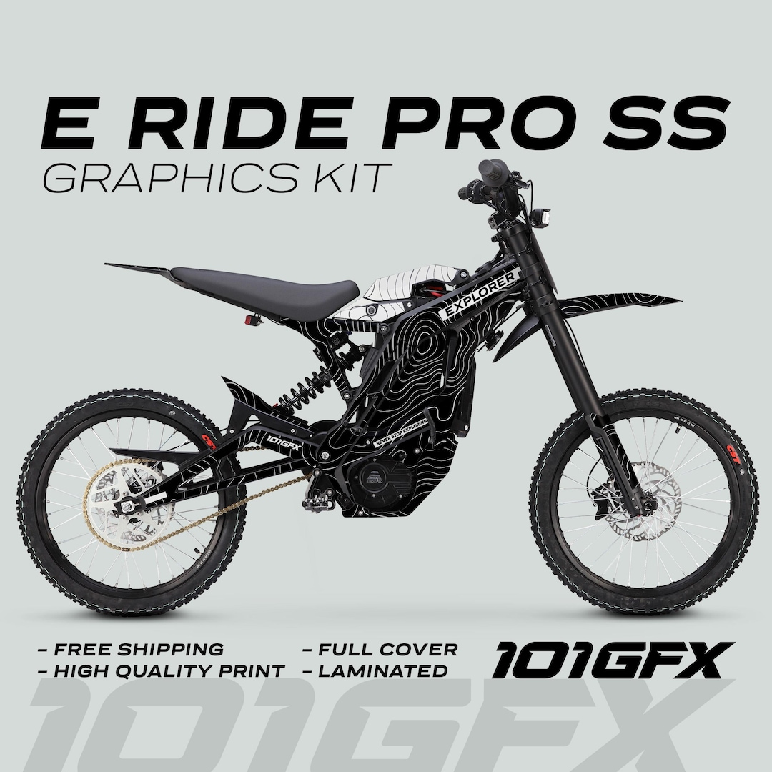 E Ride Pro SS Graphics Kit EXPLORER Black White Decals Stickers ...