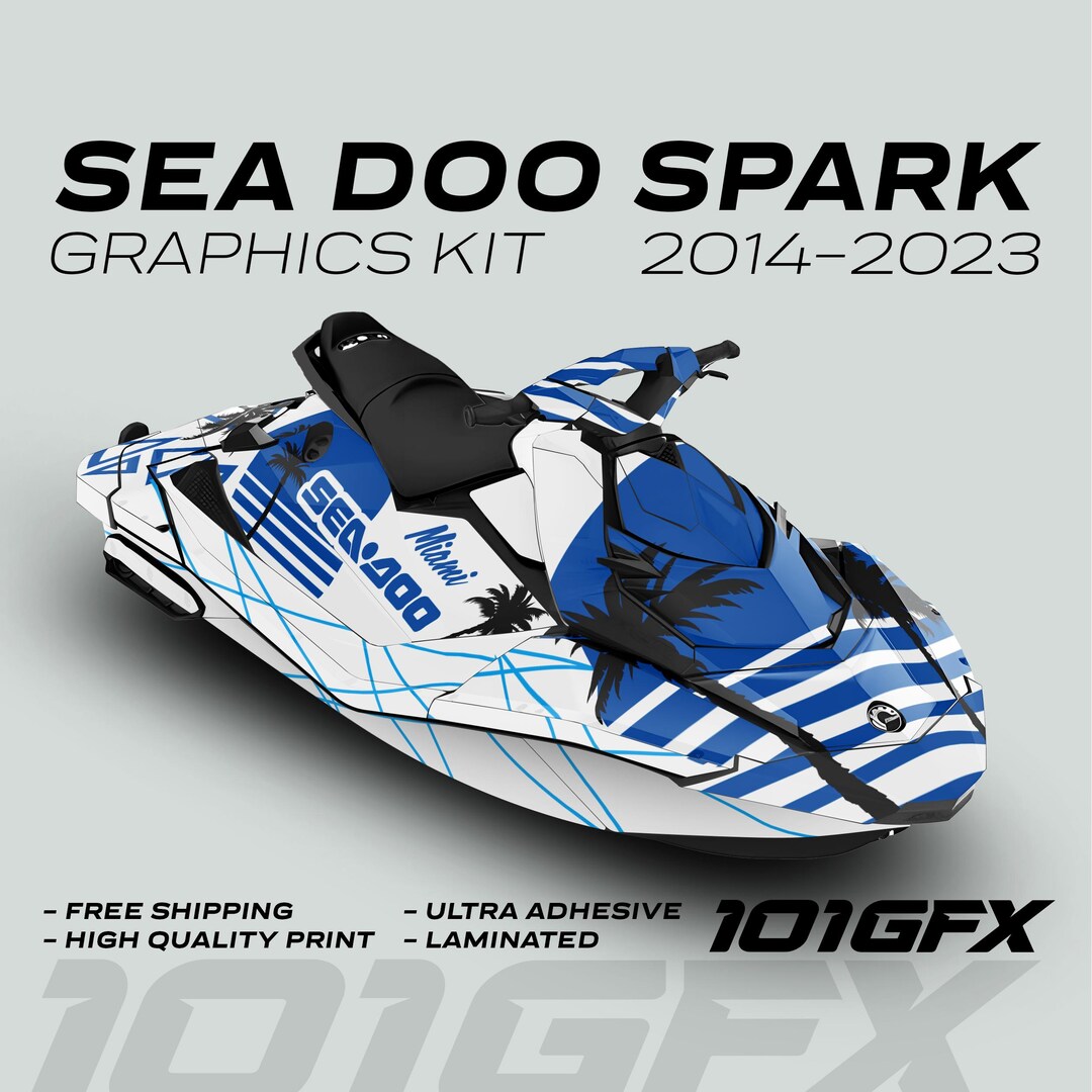 Sea Doo Spark Graphics Kit MIAMI WHITE BLUE 2014-2023 Spark Trixx ...