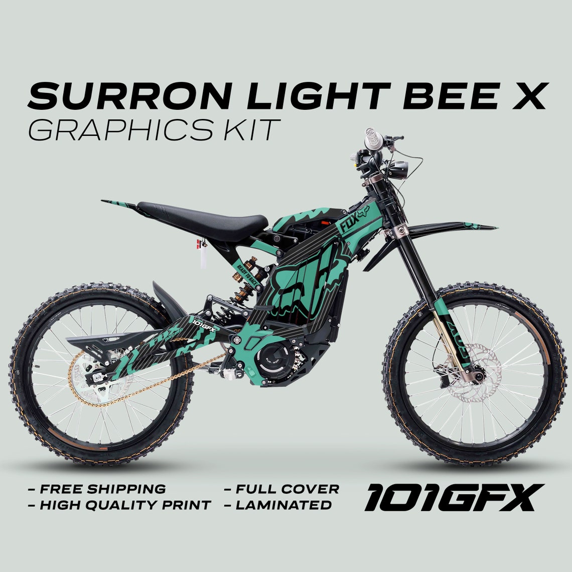 Surron Light Bee X Graphics Kit FOX STRIPES BLACK Mint Decals Stickers ...