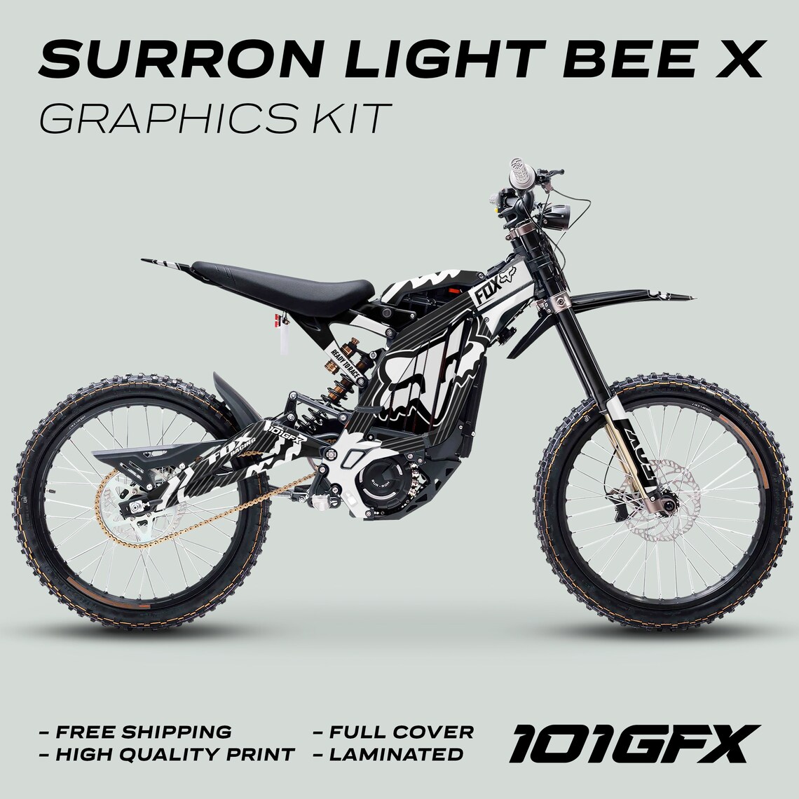 Surron Light Bee X Graphics Kit FOX STRIPES BLACK White Decals - Etsy