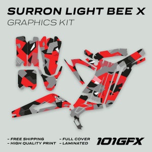 Surron Light Bee X Graphics Kit GEOTECH RED Decals Stickers Laminated ...