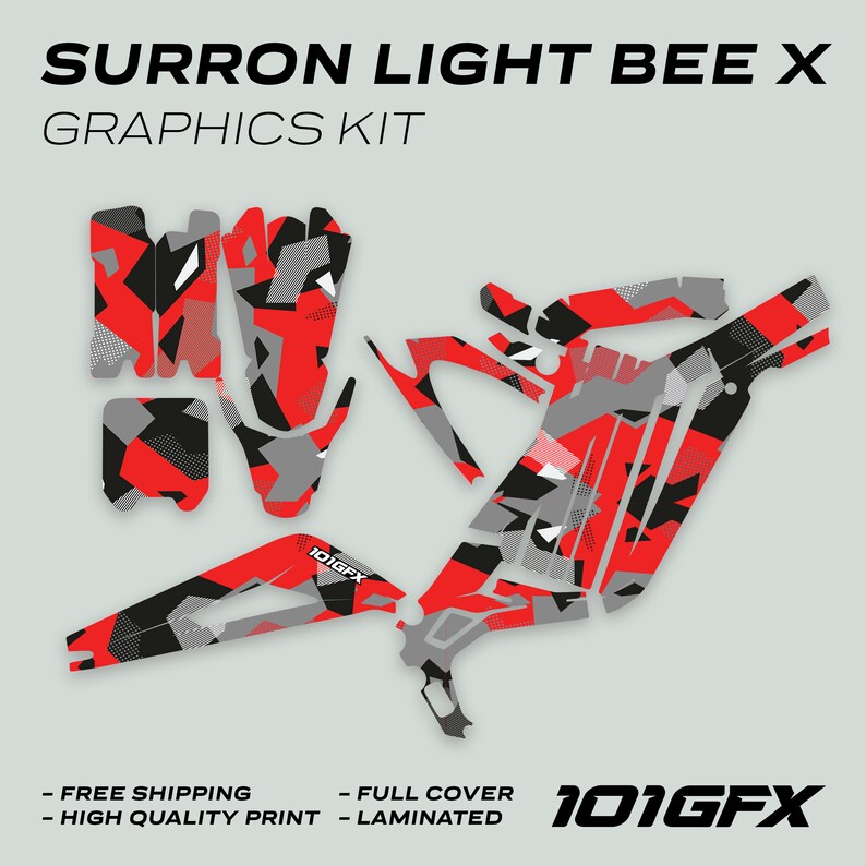Surron Light Bee X Graphics Kit GEOTECH RED Decals Stickers - Etsy