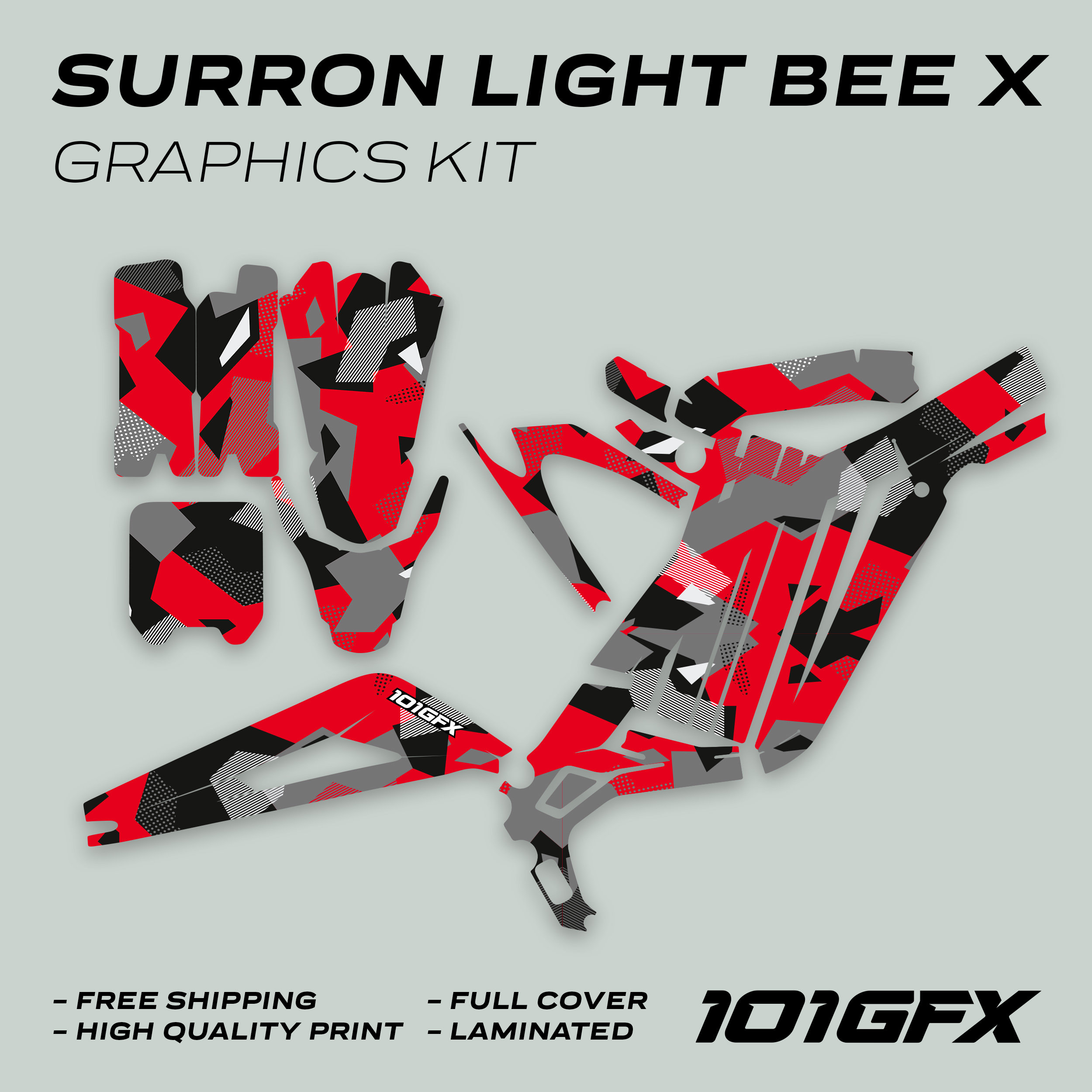 Surron Light Bee X Graphics Kit GEOTECH RED Decals Stickers - Etsy