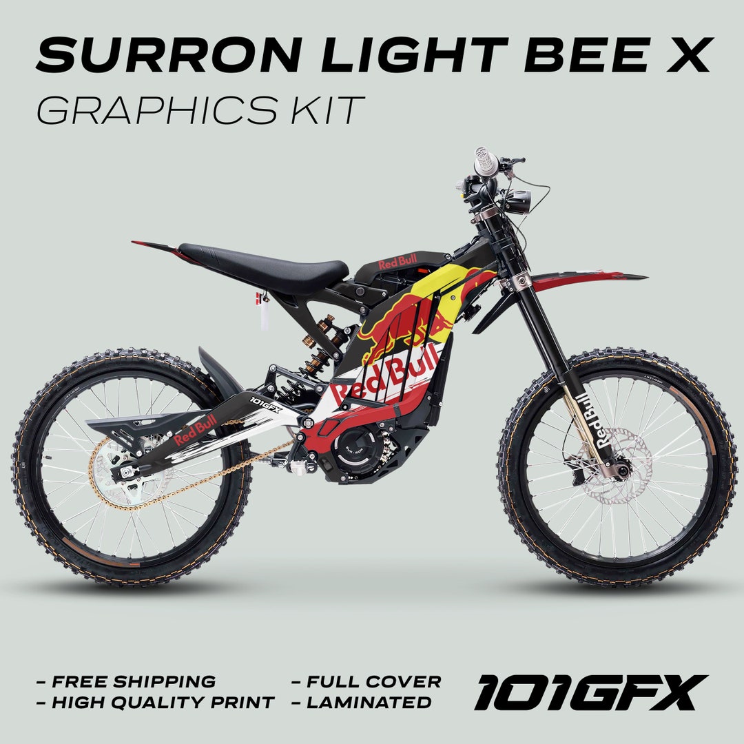 Surron Light Bee X Graphics Kit R BULL RACE BLACK Decals Stickers ...