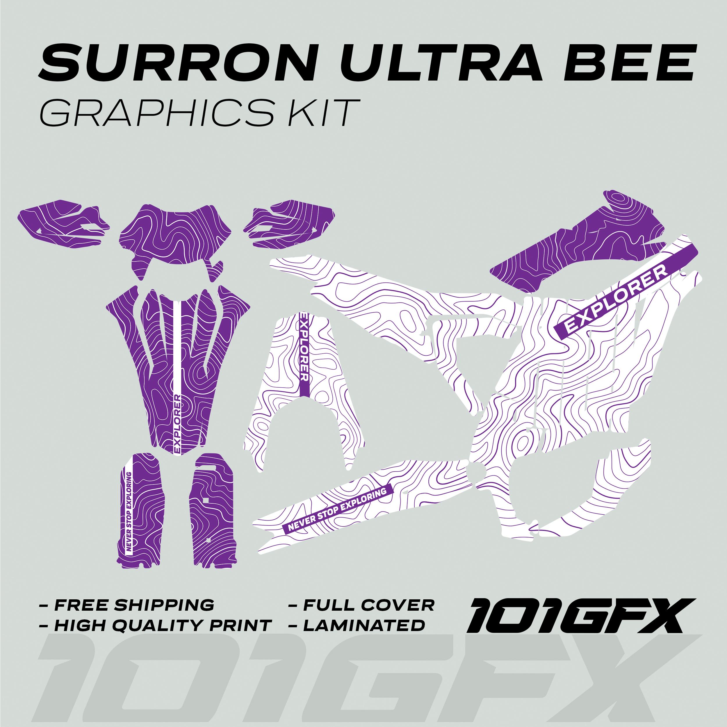 Surron Ultra Bee Graphics Kit EXPLORER WHITE PURPLE Explore Altitude ...