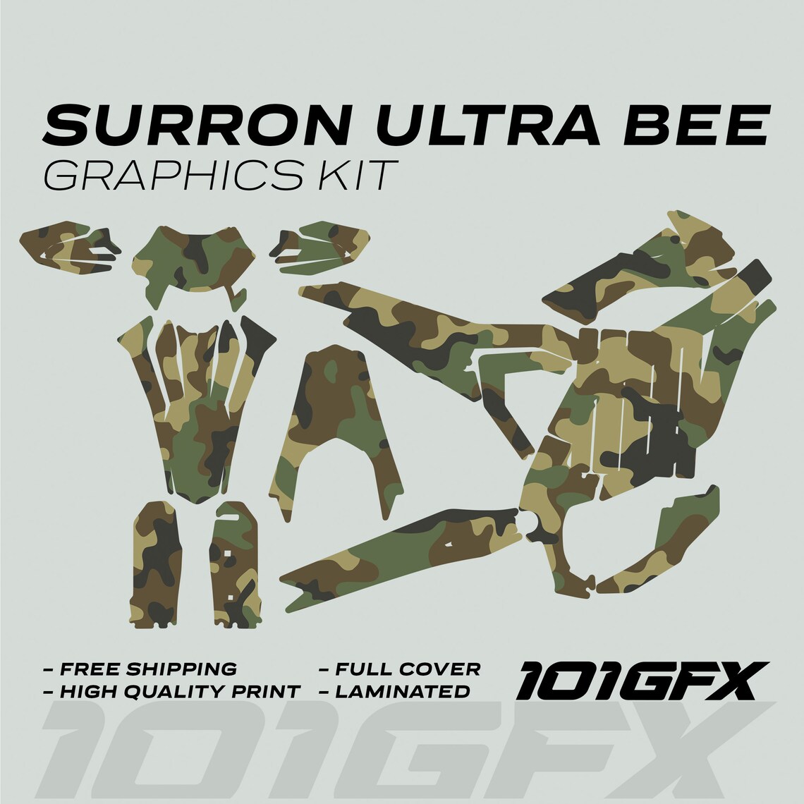 Surron Ultra Bee Graphics Kit CAMOUFLAGE Military Army Woodland ...