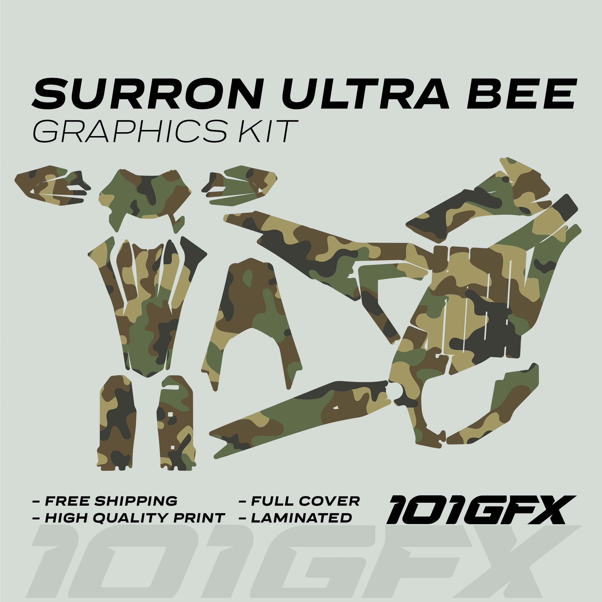 Surron Ultra Bee Graphics Kit CAMOUFLAGE Military Army Woodland ...
