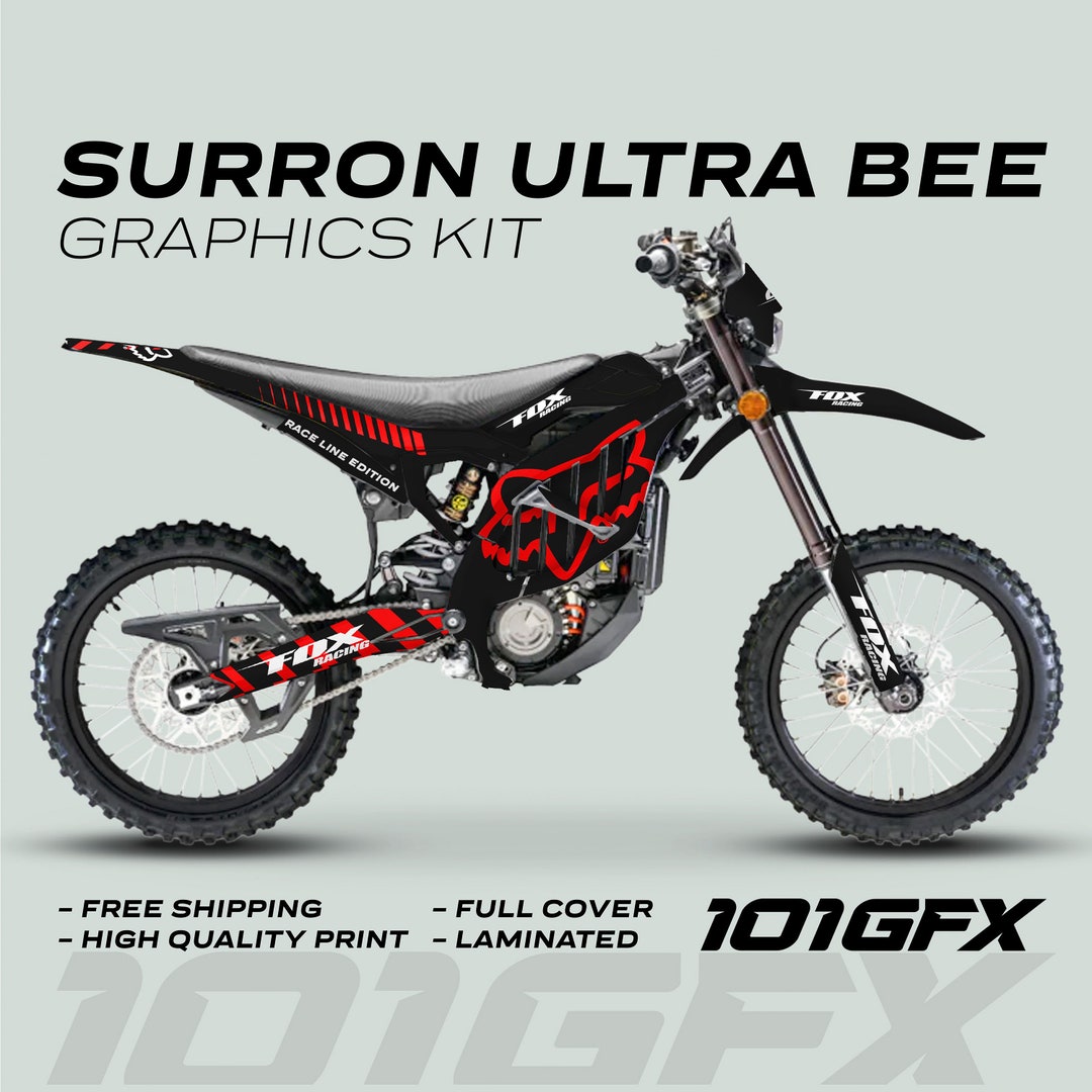 Surron Ultra Bee Graphics Kit FOX RACE LINE Black Red Decals Stickers ...