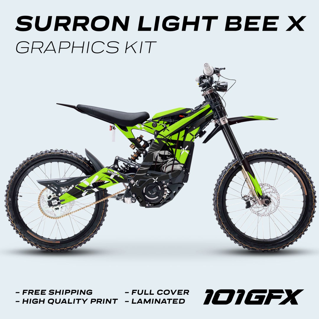 Surron Light Bee X Graphics Kit CRAZY MONKEY Green Decals Stickers ...