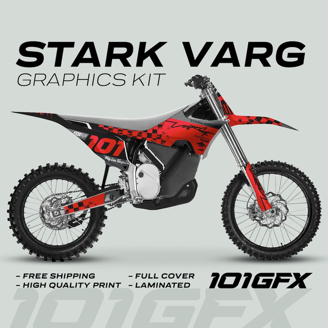 Stark Varg Graphics Kit RACE BLACK RED Decals Stickers Laminated Race ...