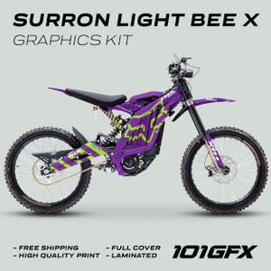 Surron Light Bee X Graphics Kit FOX RACE LINE Purple Green Decals ...