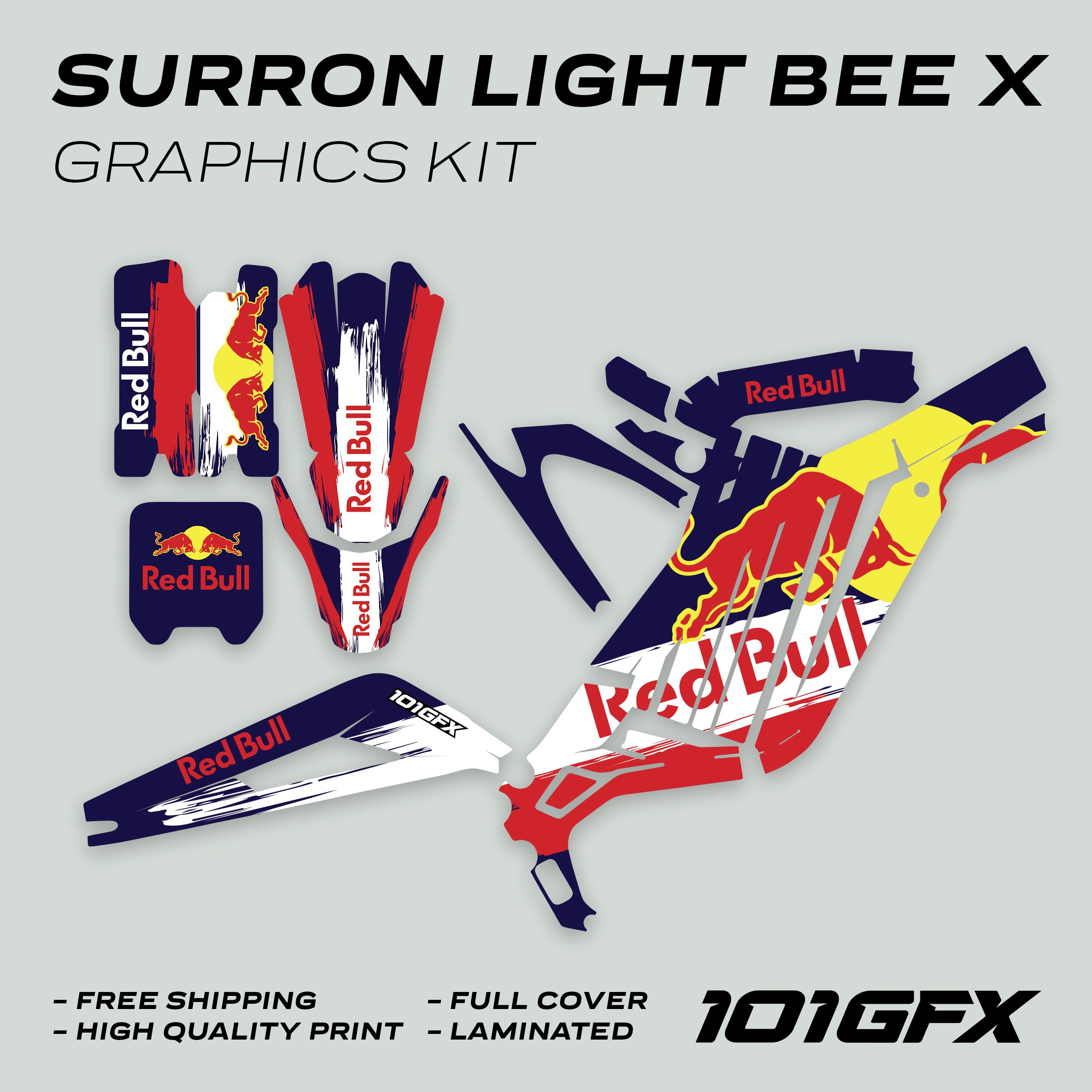 Surron Light Bee X Graphics Kit R BULL RACE NAVY Decals Stickers ...