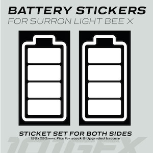 Surron Light Bee X Battery Stickers ICON BLACK WHITE Decals, Graphics ...