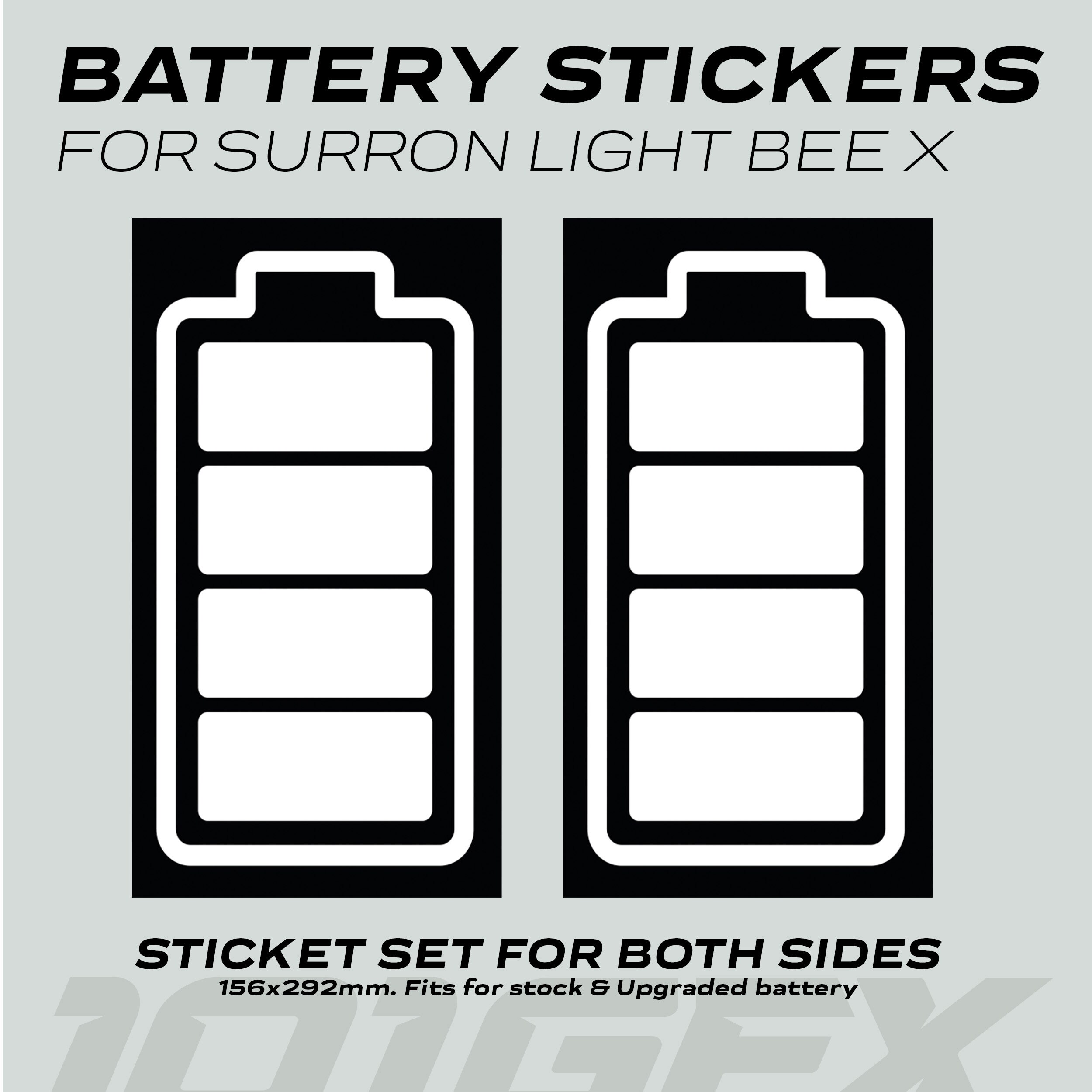 Surron Light Bee X Battery Stickers ICON BLACK WHITE Decals, Graphics ...