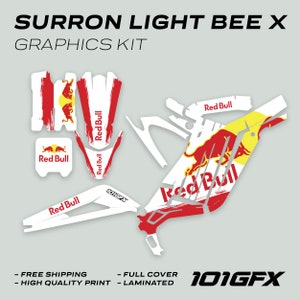 Surron Light Bee X Graphics Kit R BULL RACE WHITE Decals Stickers ...