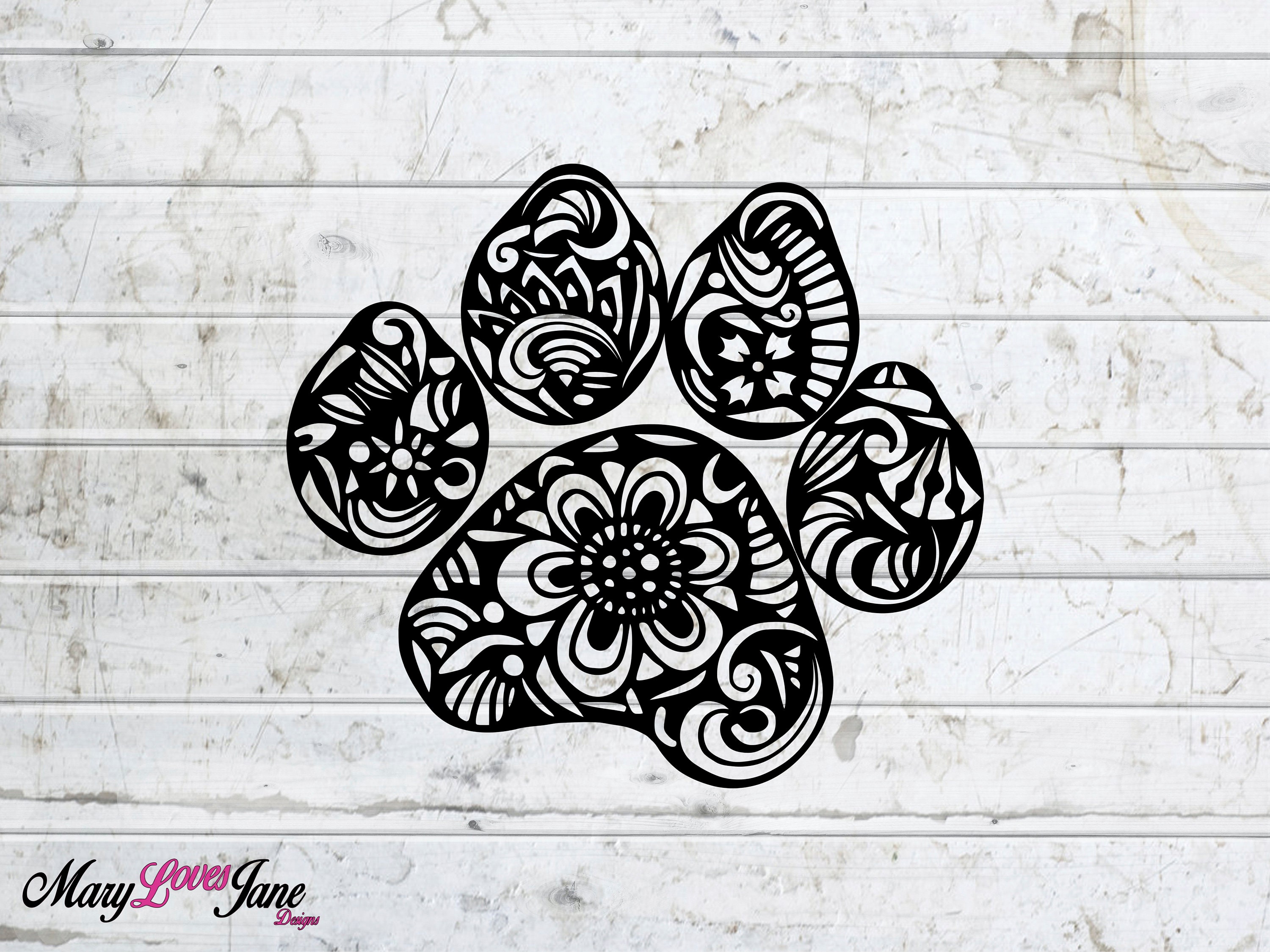 Paw Print Zentangle Vinyl Decal Paw Print Vinyl Sticker - Etsy