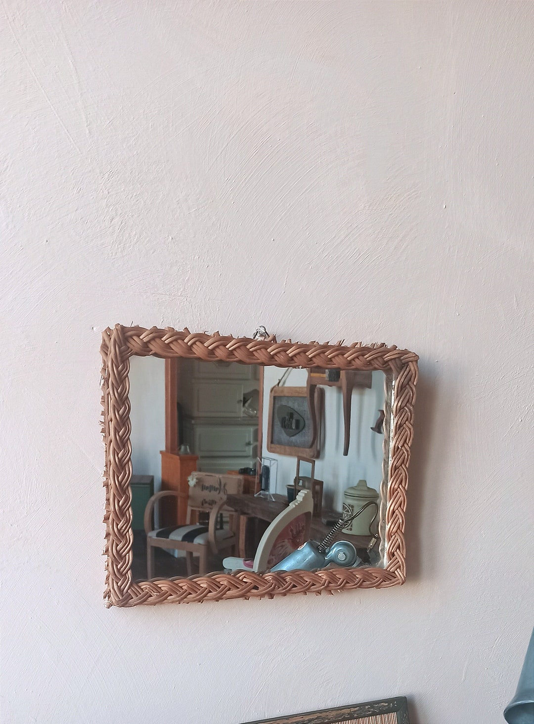 Rectangular Rattan Mirror/old Rattan Mirror/rattan Mirror - Etsy