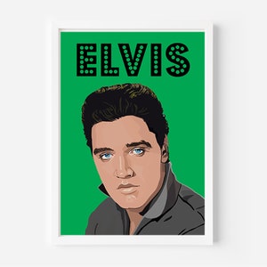 ELVIS POSTER, Elvis Presley Print, King of Rock and Roll, Colorful Wall ...