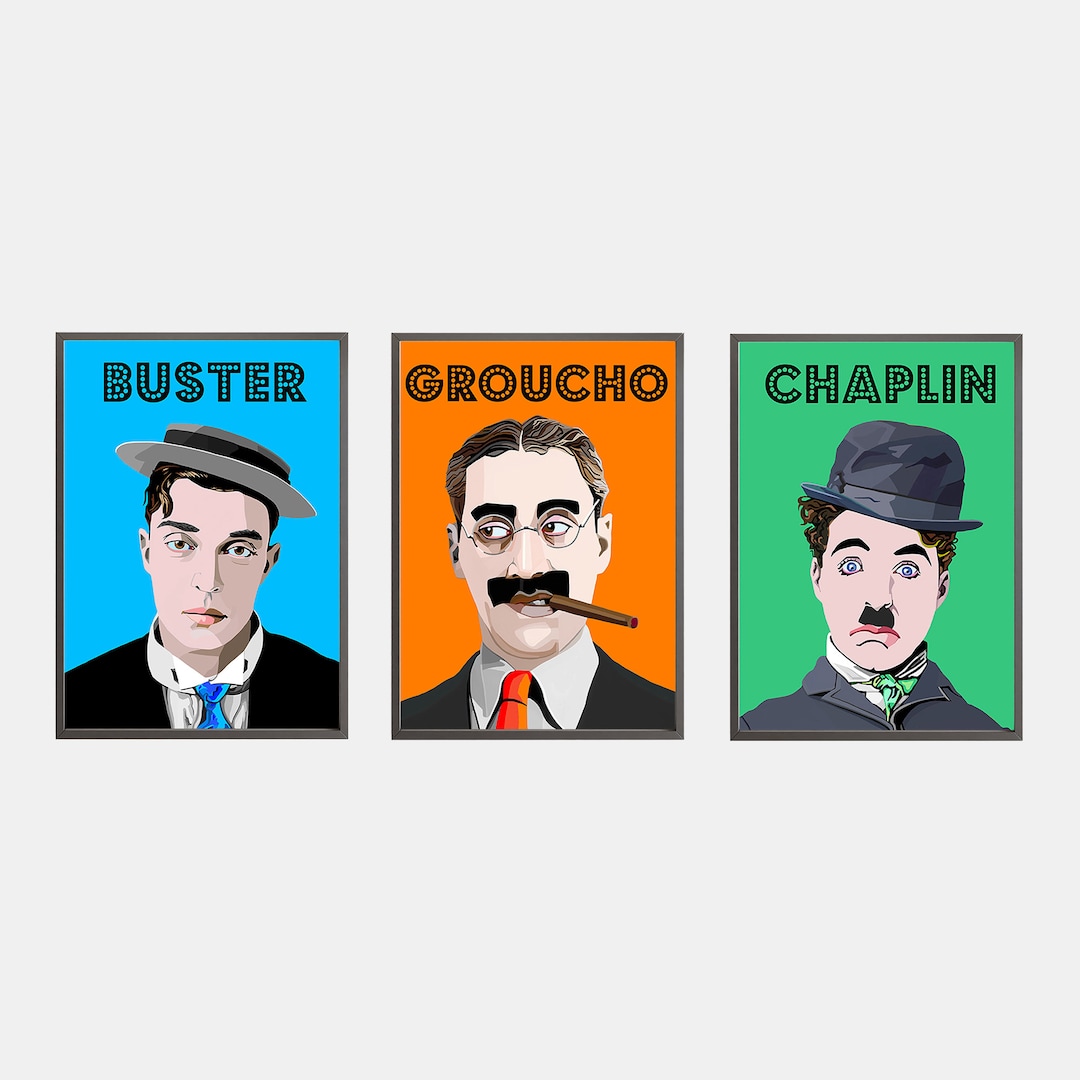 Charlie Chaplin Poster, Groucho Marx Print, Buster Keaton Print, SET OF ...