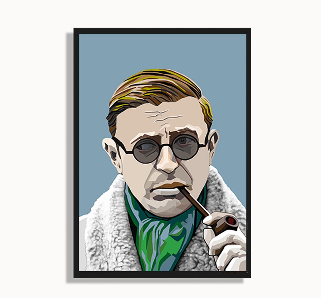 Jean-paul Sartre Poster Print | Existentialist Wall Art | French ...
