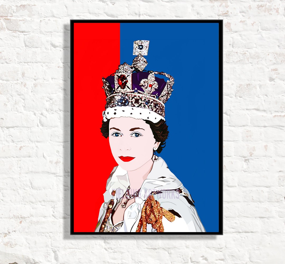 Queen Elizabeth PRINT, Queen Elizabeth 11 Poster, the Imperial State ...