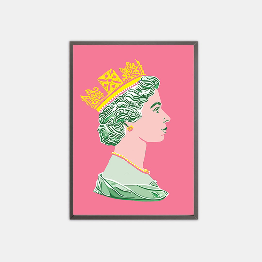 UK Queen Print, Iconic Queen Elizabeth Poster, UK Queen Elizabeth ...