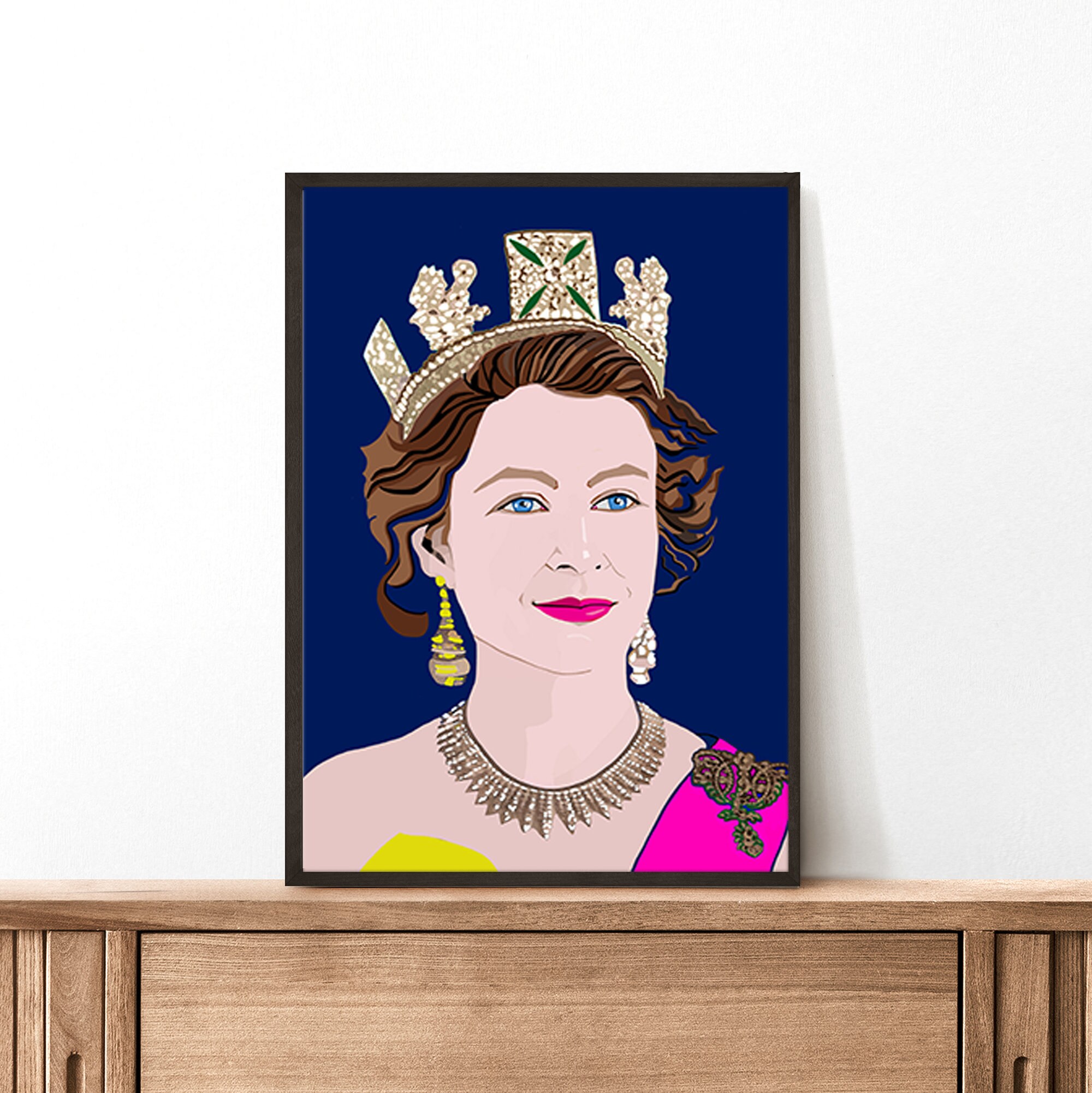 Queen Elizabeth Portrait Print: Royal Family Art - Etsy