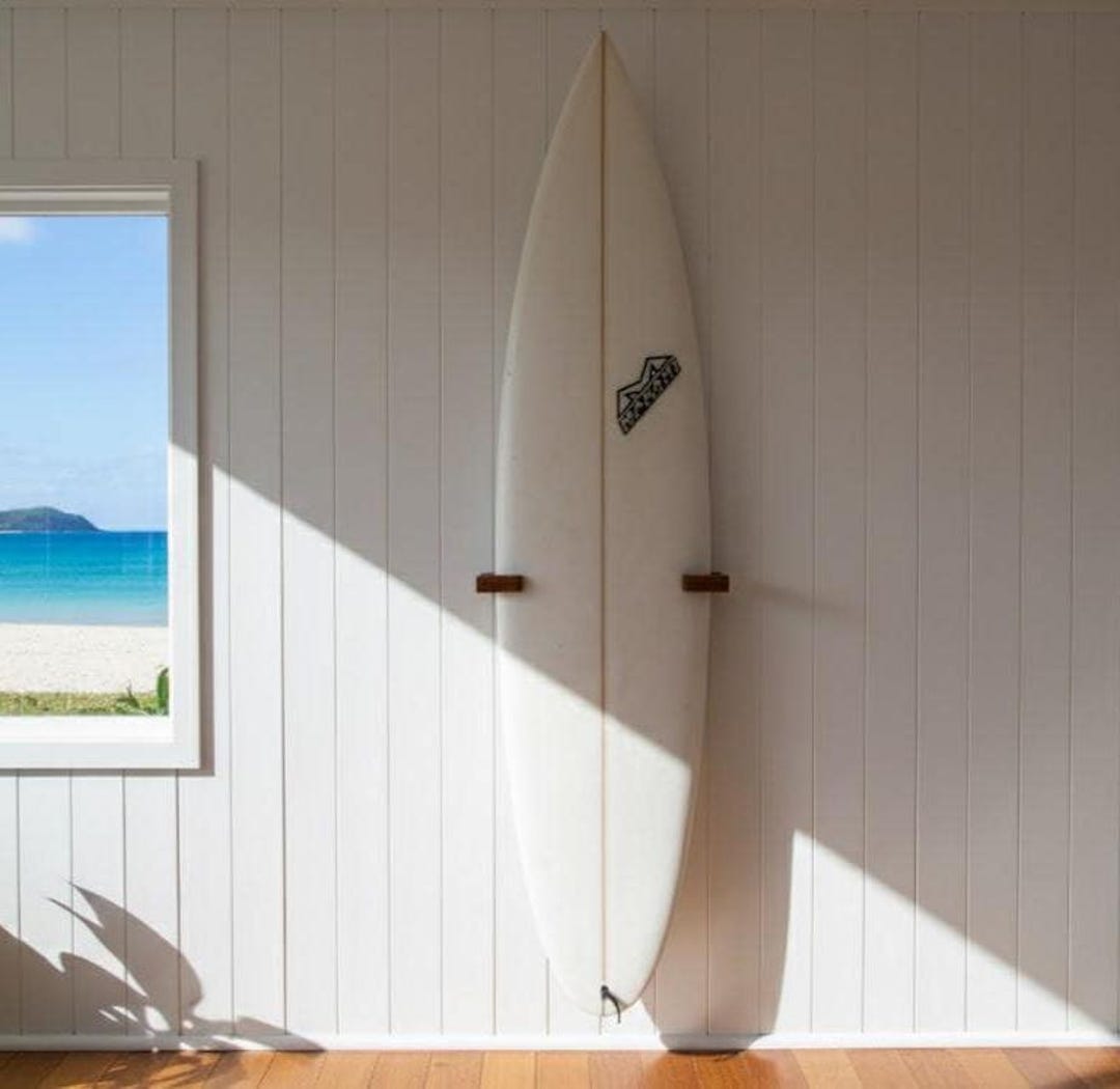 Vertical Surfboard Wall Rack Set: Solid Teak Wood Twist-open-close ...