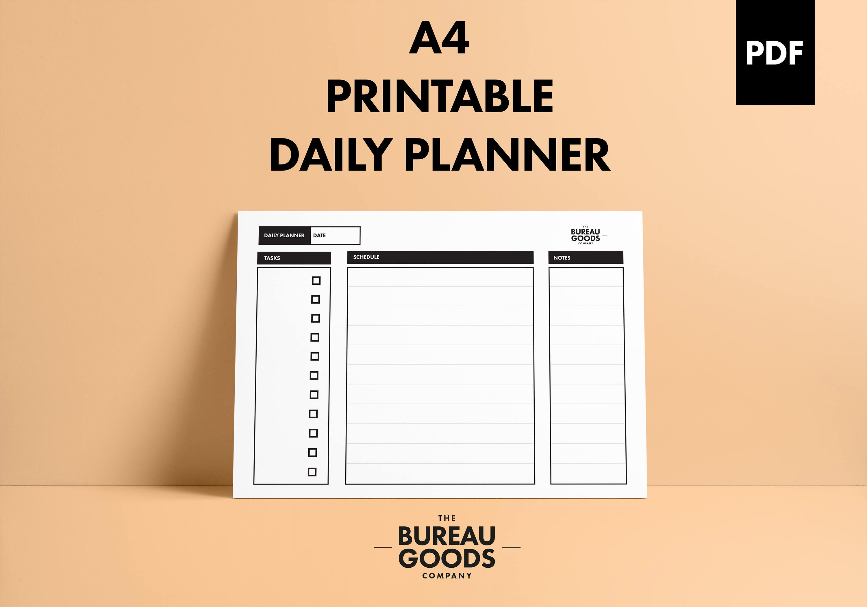 Printable | DAILY PLANNER | Black and White | Instant Download ...