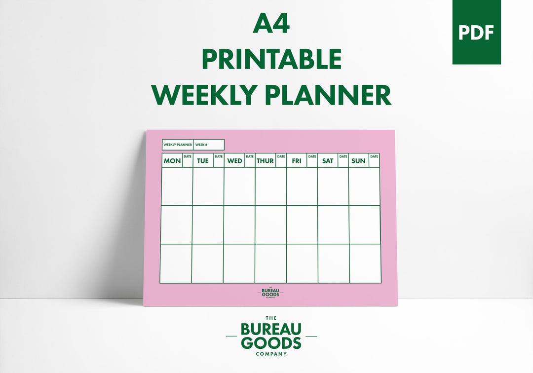 Printable| Weekly Planner | Pink & Green | Download - Etsy