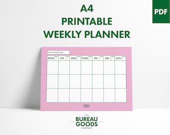 Pink Undated Weekly Planner Printable Week on 1 Page Letter - Etsy