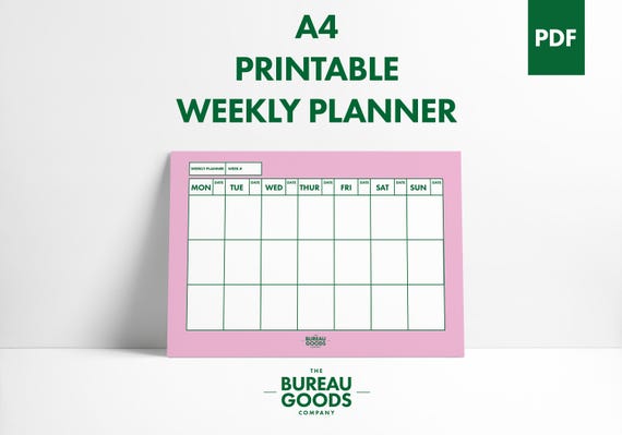 Printable Weekly Planner Pink & Green Download | Etsy