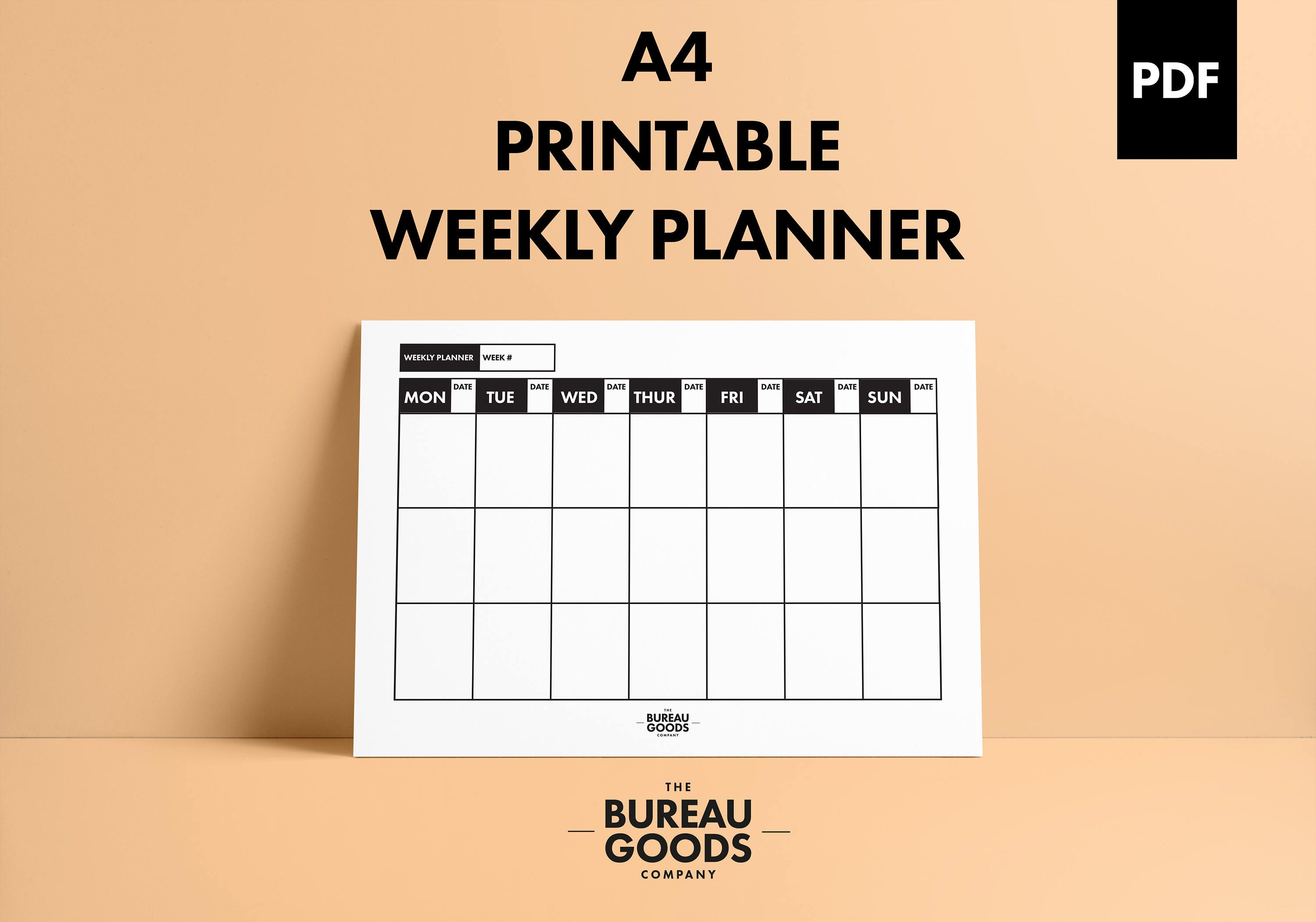 Printable | Weekly Planner | Black and White | Instant Download ...