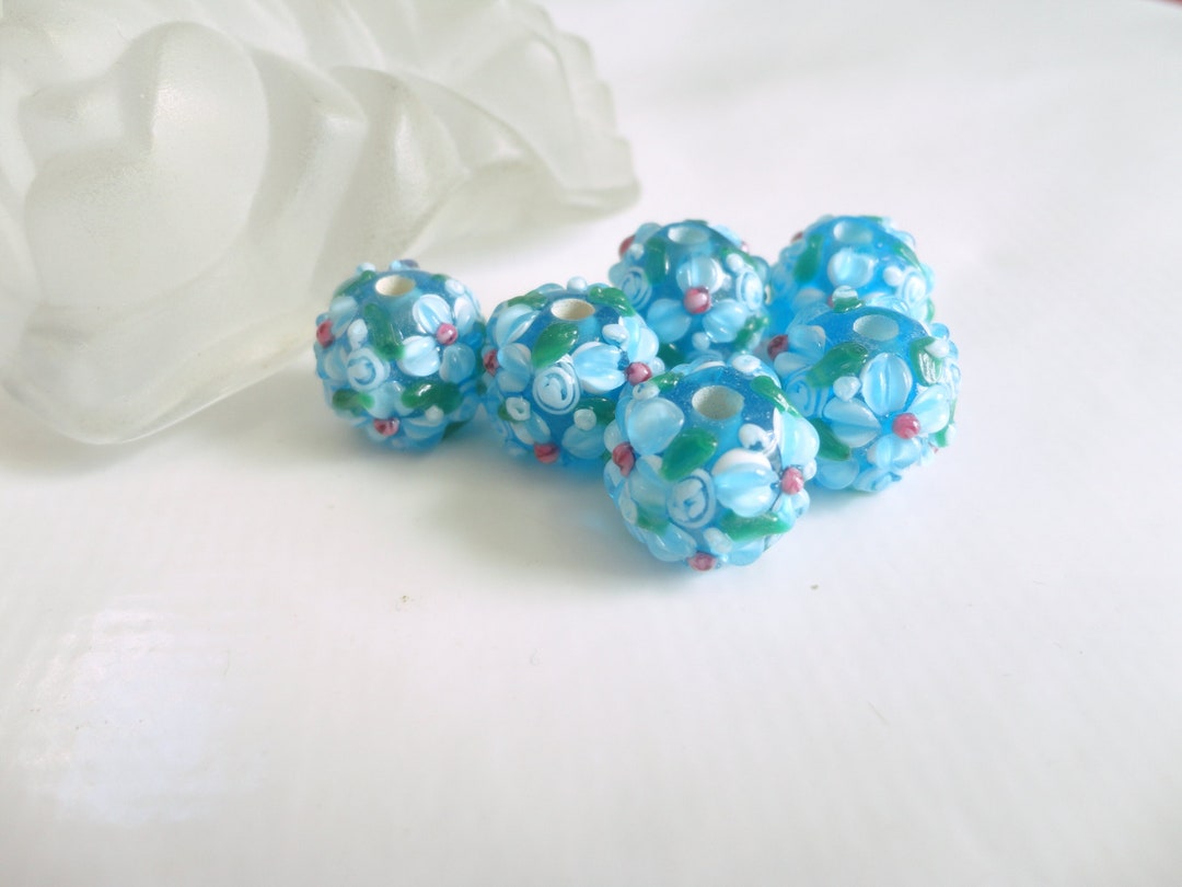 Pearl Glass Spun, Pearl Puck, Pearl Flower, Rose Flower, Lampwork ...