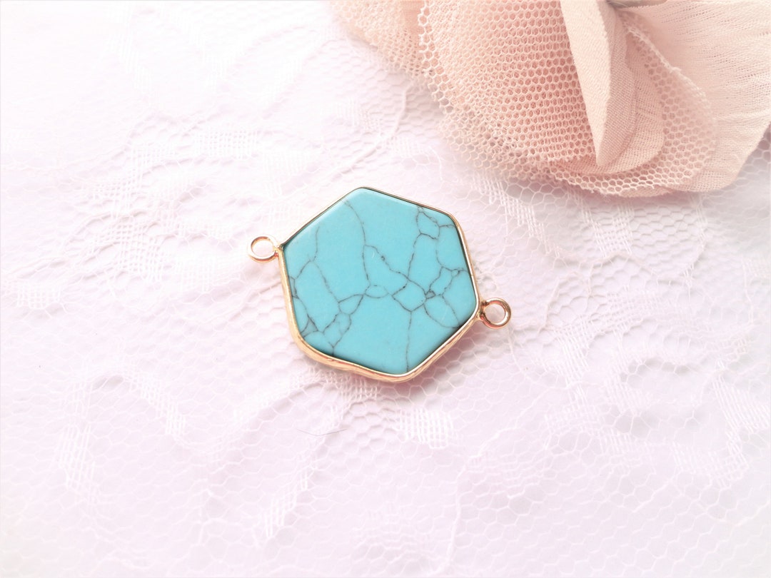 Stone Connector, Hexagonal Connector, Gemstone, Charm, Pendant, Jewelry ...