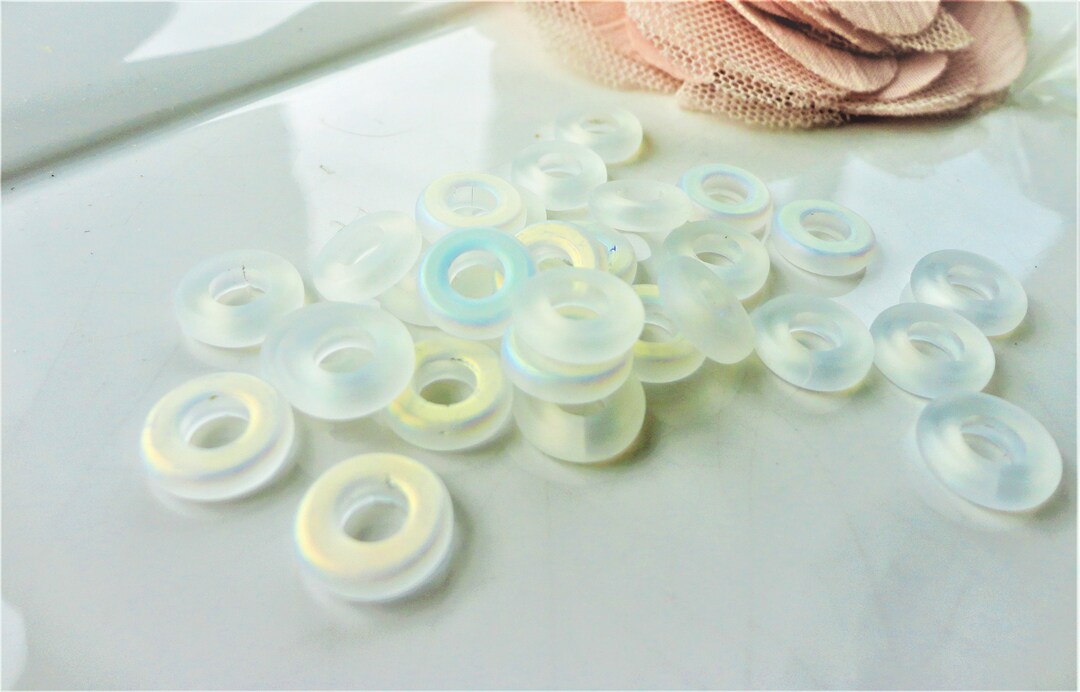 Glass Bead Ring Aurora Borealis Frosted Glass Ring Donut - Etsy