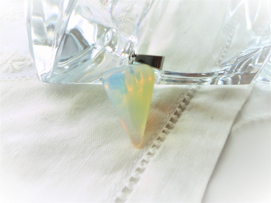 Opalite Stone Pendulum Pendant, Protection Pendant, Pearl, Cone, Facet, Opal, - Etsy