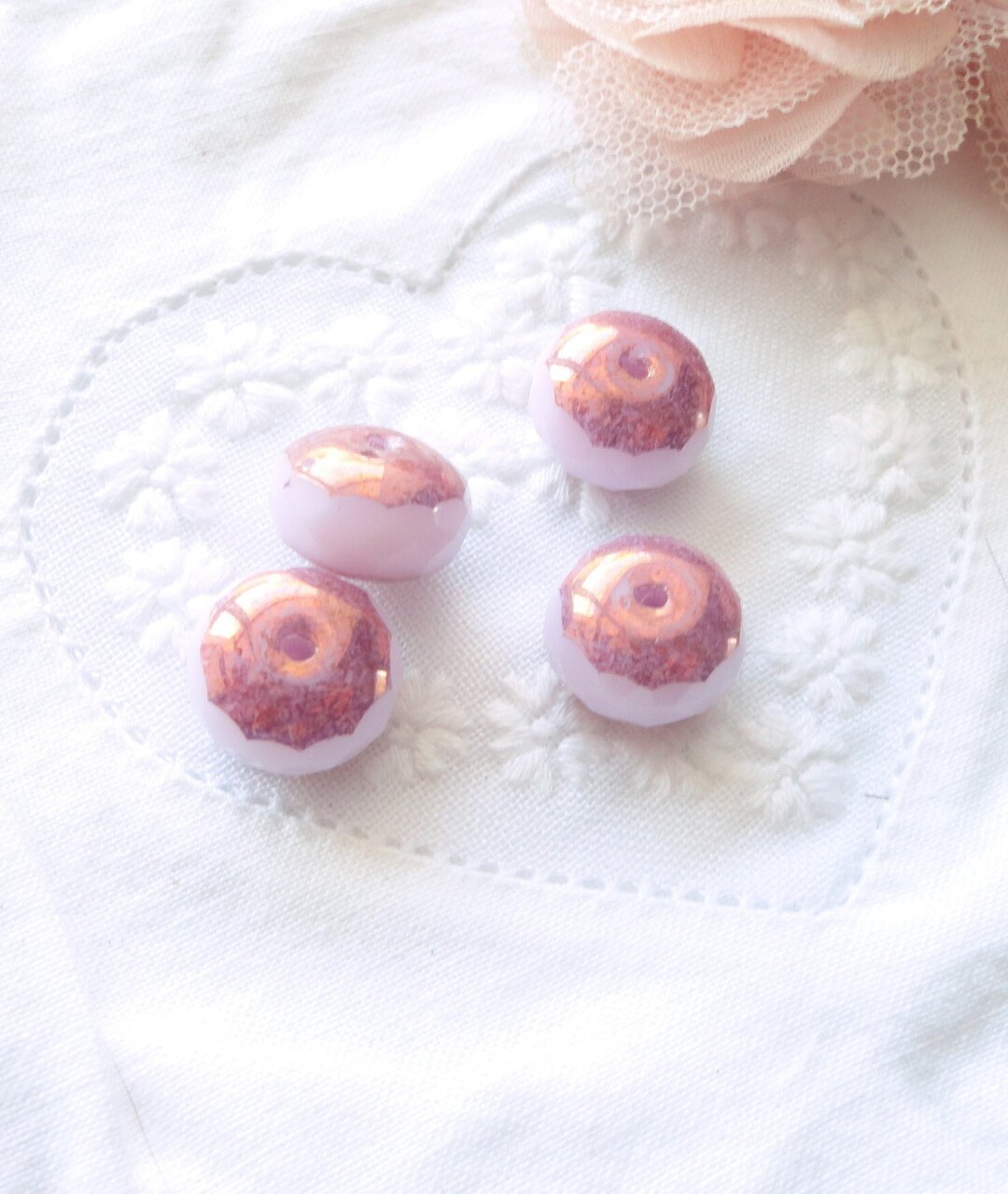 Faceted Round Glass Pearl, Czech Pearl, Donuts Pearl, Bi Colors, Pearl ...