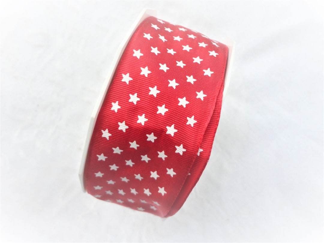 Red Christmas Ribbon, Star Pattern, Satin Ribbon, Haberdashery ...