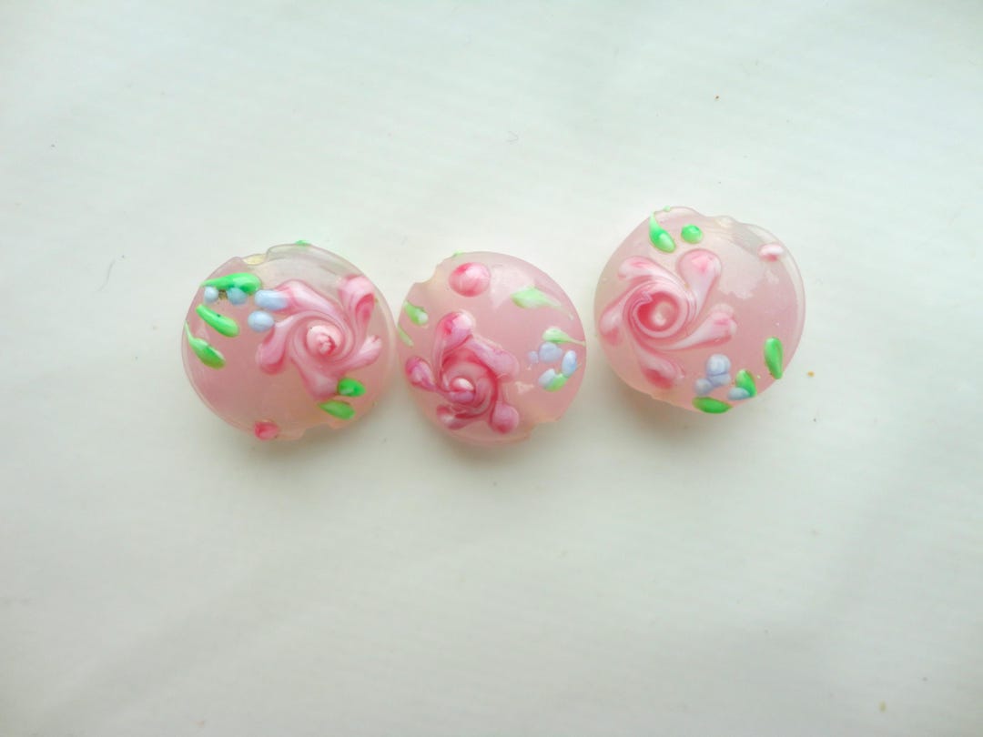 Pearl Glass Spun, Pearl Puck, Pearl Flower, Rose Flower, Lampwork ...