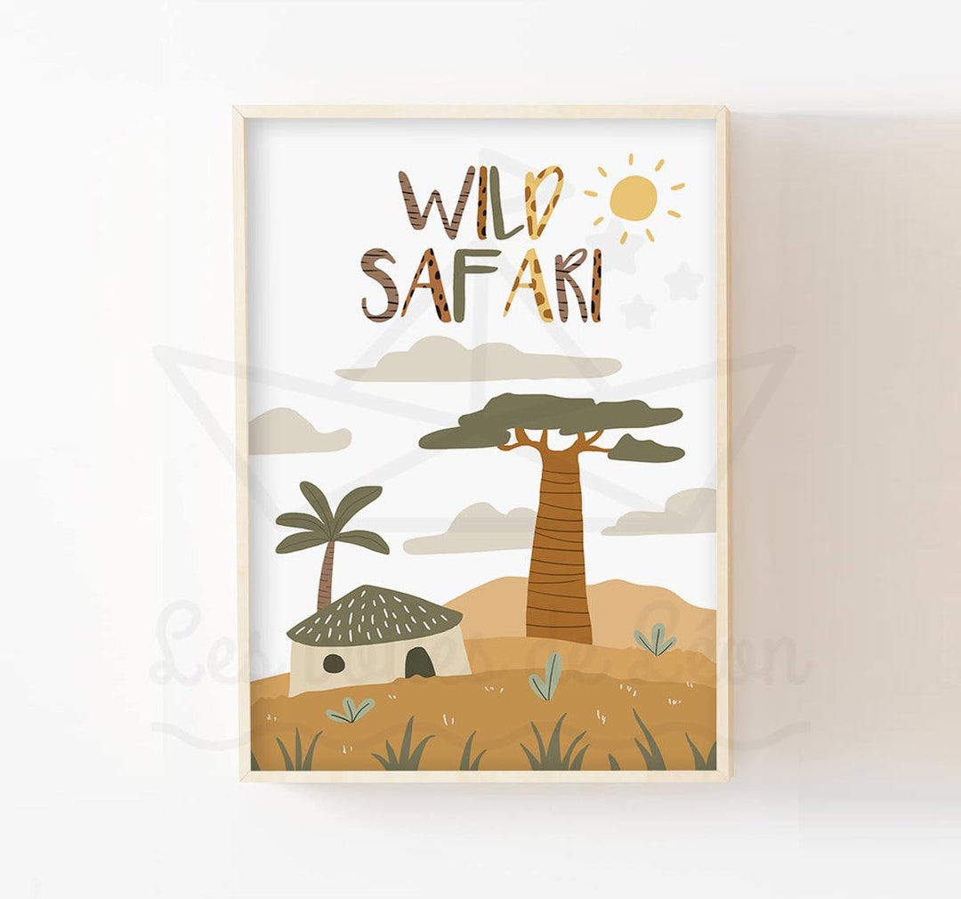 Wild Safari Child Poster A4 21x29.7cm OR 13x18cm Baby Room Wall ...