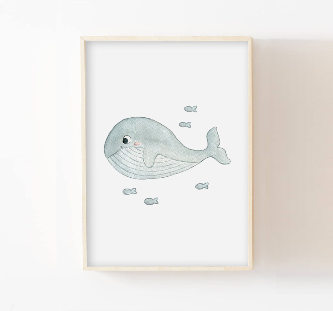 Children's Whale Poster 30x40cm Watercolor Poster Marine Sea Animals ...
