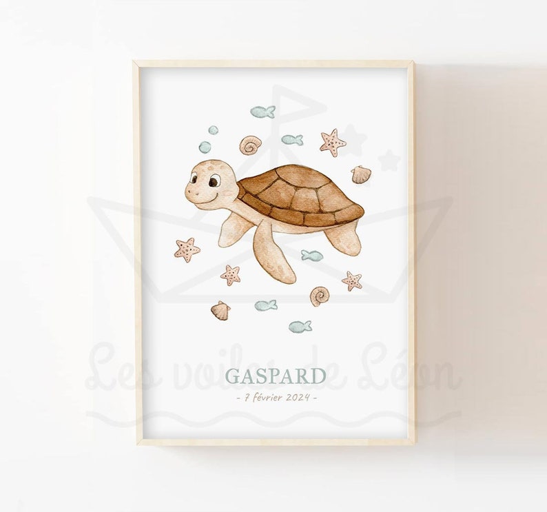 Baby Turtle Poster A4 (21x29.7cm) OR 13x18cm Watercolor Illustration ...