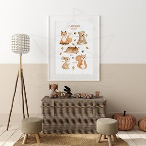 Forest Animal Poster, Baby Room Decoration, Watercolor Illustration ...