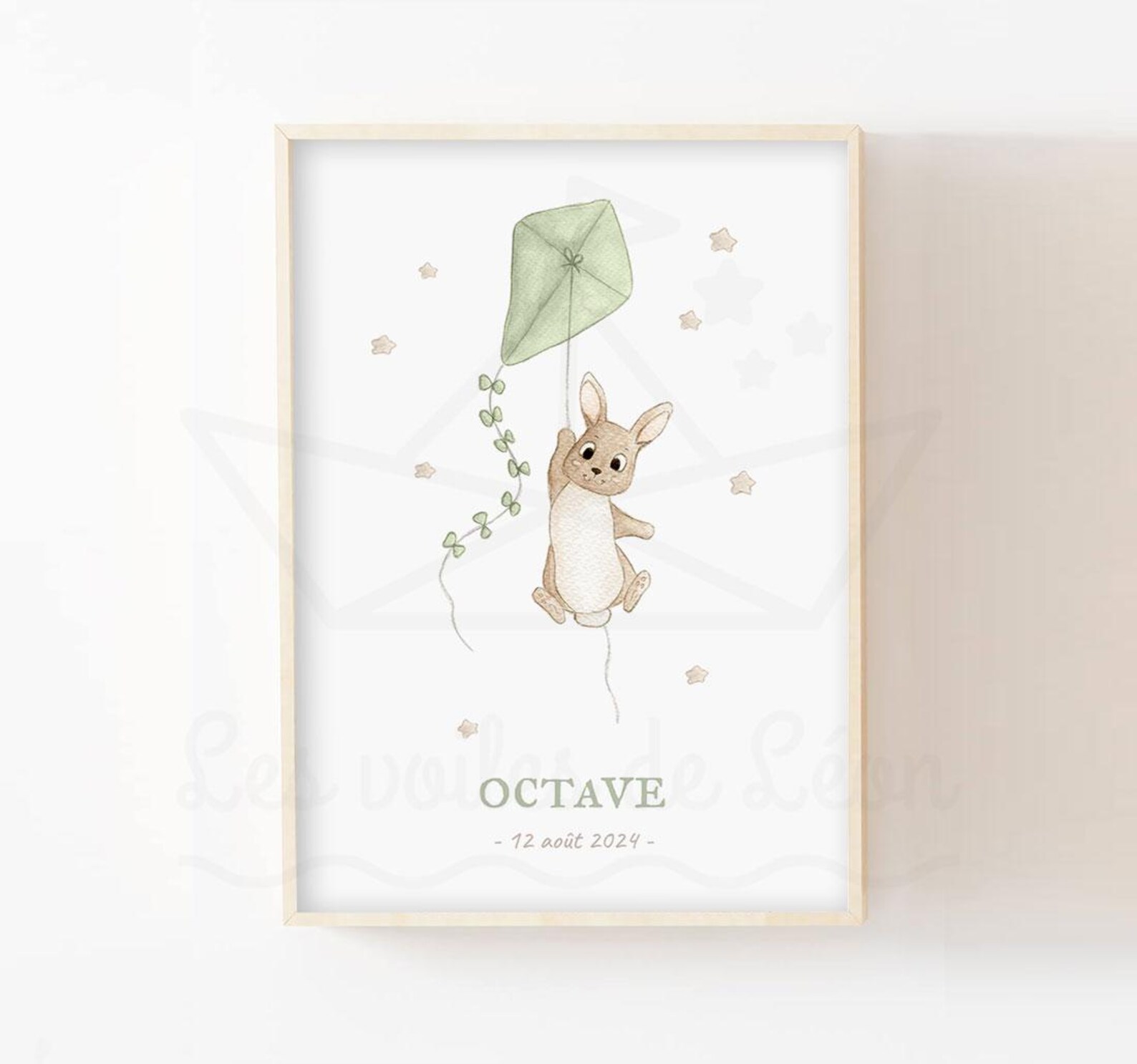Baby Rabbit Kite Poster A4 (21x29.7cm) or 13x18cm Watercolor ...