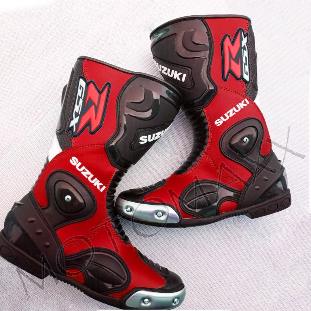 Handmade Motorcycle Boots, Custom Made Motogp Motorbike Racing Leather ...