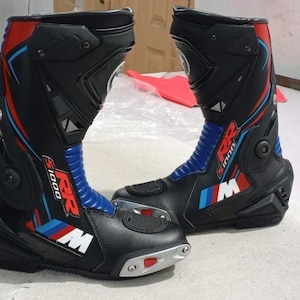 Handmade BMW Boots Motorcycle Riding Shoes, Custom Made Motogp BMW ...