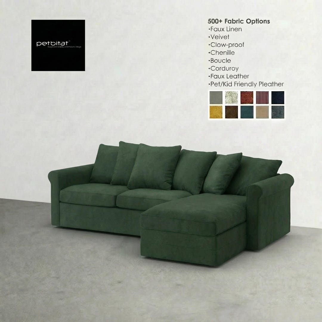 HARLANDA Sleeper Sofa With Chaise Cover, Custom Made Cover to Fit ...