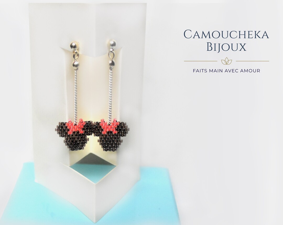 Pendientes Minnie en perlas Miyuki personalizables. - Etsy España