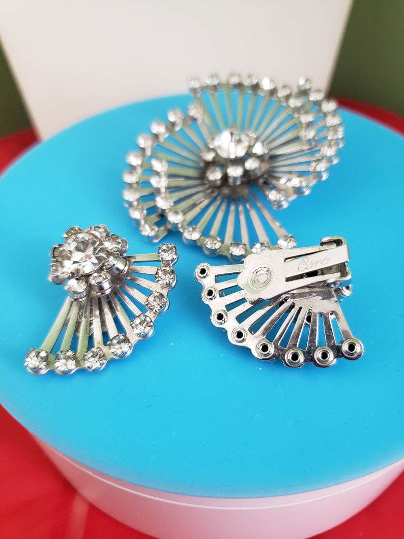 Coro Fan Brooch and Clip-on Earrings - Etsy